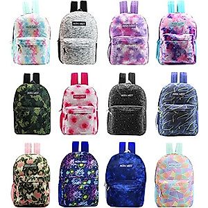 Moda West 17" Classic Wholesale Backpack in Assorted Prints - Bulk Case of 12