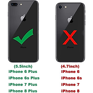 LeYi Compatible for iPhone 8 Plus Case, iPhone 7 Plus Case for Women, iPhone 6s Plus Case with Tempered Glass Screen Protector [2Pack], Military-Grade Phone Case with Kickstand for iPhone 6 Plus, Red