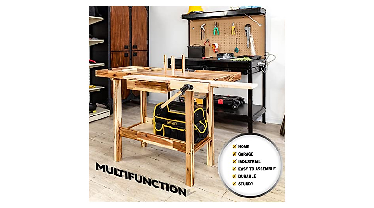 Olympia Tools 48-Inch Wooden Workbench for Garage and Workshop