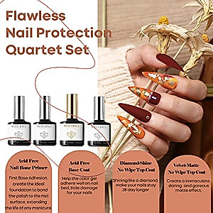 modelones 20 Colors Gel Nail Polish Kit- Fall Winter 24 Pcs Gold Orange Gel Polish Set Yellow Brown Soak Off Nail Polish Kit with Bond Primer Glossy& Matte Top Base Coat DIY Nail Art