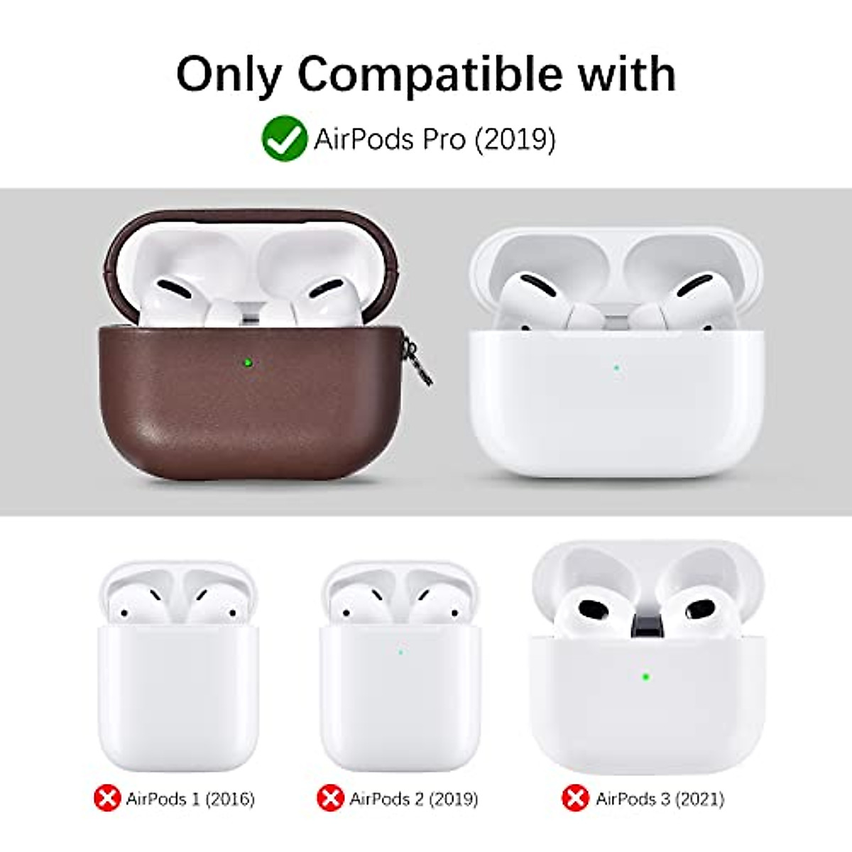 AIRSPO Case for AirPods Pro, Leather AirPods Pro Case Cover Compatible with Apple Airpods Pro Charging Case AirPod Pro Protective with Keychain (Brown)