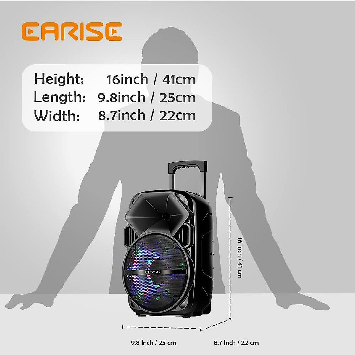 Small Bluetooth PA Speaker System with Wireless Microphone | 8 Inch Portable Outdoor Karaoke Machine | Fun Wireless Speaker for Party | EARISE V30