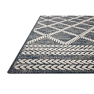 Loloi II Rainier Collection RAI-05 Denim/Ivory, Indoor/Outdoor 7'-10" x 10'-10" Area Rug