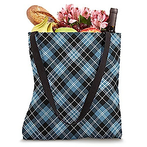 Clark Clan Ancient Tartan Diagonal Blue Scottish Plaid Tote Bag