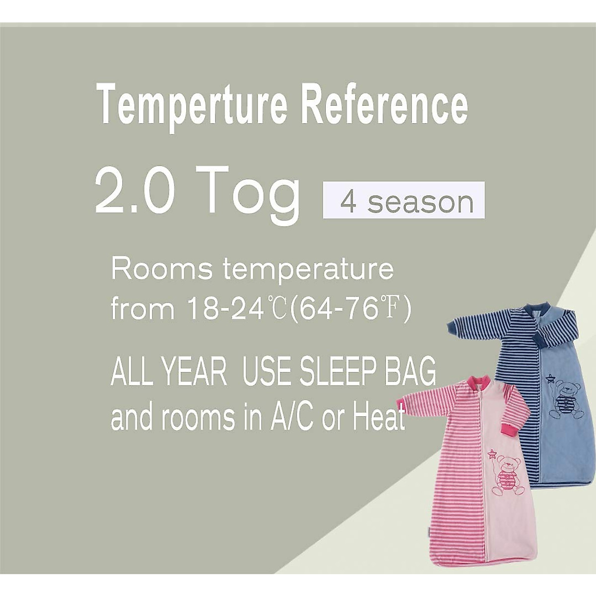 Toddler Sleeping Sack Long Sleeve 9-24M Cotton Velvet Tog 2.0 Warm12-18 Months Baby Wearable Blanket Soft Sleeping Bag with Arms 4 Seasons