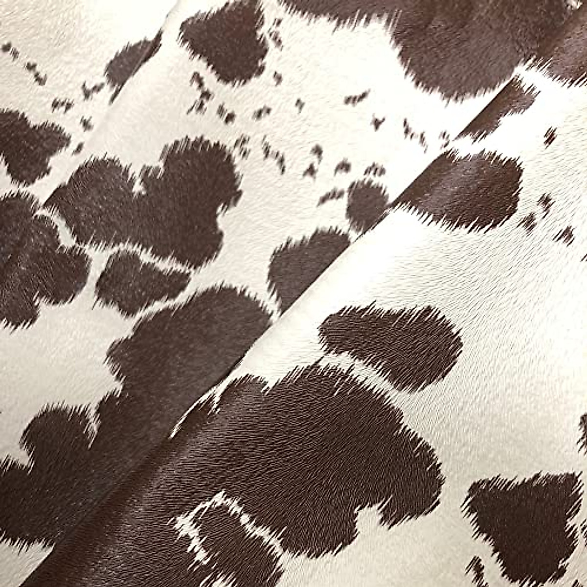 Cow Print Vinyl, Smooth Textured Animal Hide Pattern Faux Leather, Embossed Upholstery Craft and DIY Pleather - Individual 1 Yard Cut 36"x54" (Brown on Cream)