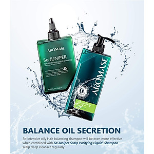 AROMASE 5Å’± Intensive Hair Solution Kit (9.1 Fl Oz Juniper Scalp Purifying Shampoo + 14 Fl. Oz Balancing Essential Shampoo) for Oily Hair & Scalp & Oil Smells