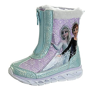 Josmo Girls Frozen Snow Boots (Toddler/Little Kid), Light Blue/Lilac, 10