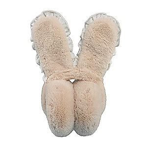 JIAHG Women Girls Plush Rabbit Ear Winter Earmuffs Soft Faux Fur Ear Warmers Adjustable for Adults Kids Thermal Ear Cover Muffs