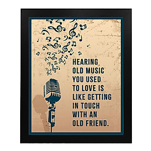 Music You Love - Inspirational Wall Decor, Vintage Microphone & Music Notes Motivational Wall Art Print for Home Decor, Office Decor, Studio Decor, Classroom Decor & Music Fans Gift! Unframed - 8X10
