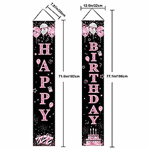 MORENKISS 21PCS Happy Birthday Party Decoration Banners with Balloons and Ribbons, Hanging Banner Porch Sign for Indoor/Outdoor Home Birthday Party