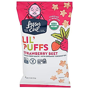 LesserEvil Organic Strawberry Beet Lil' Puffs, 2.5 OZ