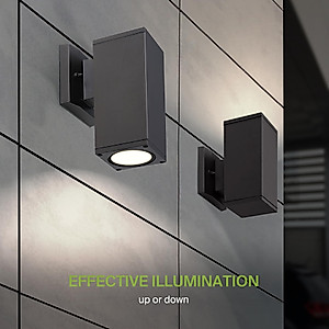 ASD LED Up Down Wall Lights Cylinder Outdoor, Photocell Dusk to Dawn, 18W (120W Eq) 1500Lm 120-277V 3000K-4000K-5000K Options, Matte Black Exterior Wall Sconce, Wall Lantern, ETL & Energy Star