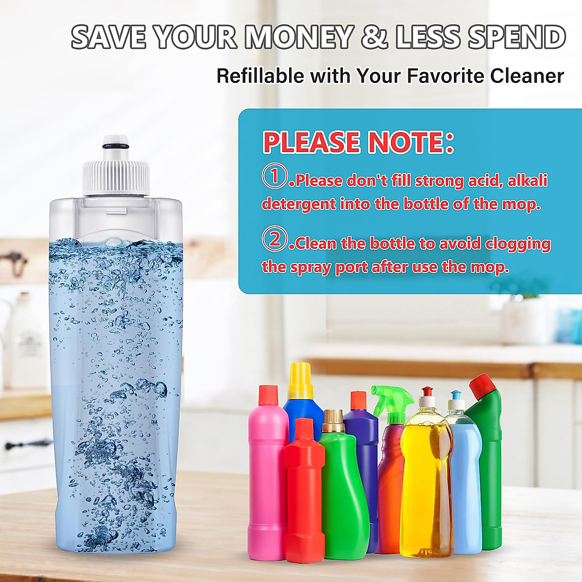 MEXERRIS Microfiber Spray Mop for Floor Cleaning Wet Dry Mop 360 Degree Spin Microfiber Dust Mop Hardwood Floor Mop with 410ML Refillable Bottle Include 3 Microfiber Reusable Pads and 1 Scrubber