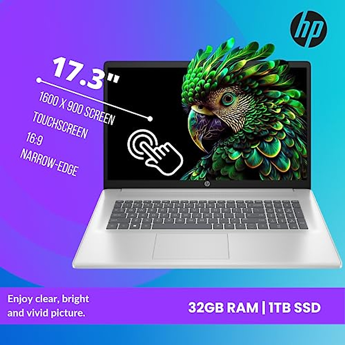 HP Touchscreen Laptop, 17.3" HD+ Touchscreen Display, AMD Ryzen 5 7530U Processor (Beats i7-1165G7, 6 Cores, 12 Threads), 32GB RAM - 1TB SSD, w/Stylus, Wi-Fi 6, Webcam, HDMI, Windows 11 Home, Silver
