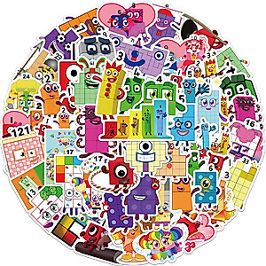 52pcs Numberblocks Stickers|Vinyl Waterproof Care for Children Stickers for Laptop,Car Bumper，Luggage,Skateboard,Water Bottles,Computer,Phone, Kids Teens Adults (Yellow-B)