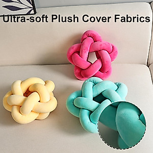 GOUTO Knot Plush Throw Pillow, Handmade Knotted Star Pillow Cushion, Soft Back Cushion Light Blue Decorative Sofa Couch Pillow