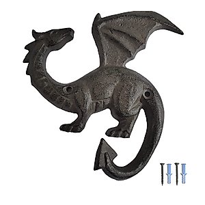 WINTENT Solid Cast Iron Dragon Hook Hanger for Key Coat (Dragon-1)