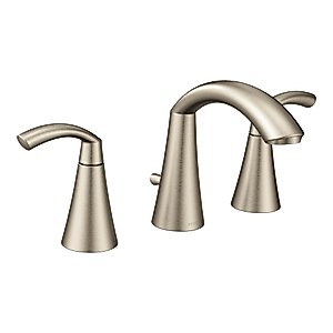 Moen TV6173BN Glyde Two-Handle High Arc Widespread Bathroom Sink Faucet for 3-Hole Setups with Valve Included, Brushed Nickel