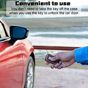 2 Pieces Leather Car Key Chain Case Holder Auto Key Fob Holder Smart Protector Cover (Brown)