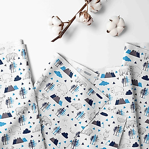 Bacati - 2 Pack Woodlands Bears Bison Owls Printed Boys 100% Cotton Universal Baby US Standard Crib or Toddler Bed Fitted Sheets (Aqua/Navy/Grey)