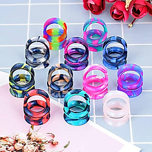 Beautidots 100pcs Colorful Silicone Ear Gauges Plugs Double Flared Ear Tunnels Stretchers Ear Piercing Jewelry 00g