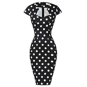 GRACE KARIN Womens 50s Cap Sleeve Cocktail Vintage Dress Black White Wiggle Dress