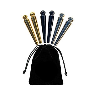 WE Games Easy-Grip Metal Cribbage Board Pegs and Velvet Pouch - Set of 6 Pins (2 Gold, 2 Silver, 2 Black)