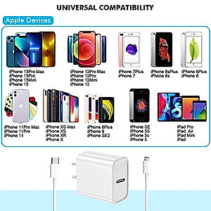 iPhone Fast Charger, 10 FT Long [Apple MFi Certified]USB C to Lightning Cable 10 Foot Cord with 20W Type C Wall Charger Block Plug Box Power Adapter Compatible for iPhone 14/13/12/11/Pro/Max/X/SE/iPad