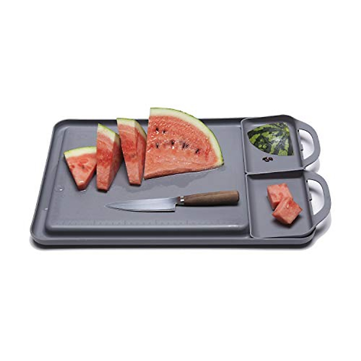 Double Save S Non-Slip Right Side Removable Compartments and Grooves to Prevent Spills Dishwasher Safe Cutting Board & Serving Tray