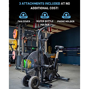 Fringe Sport Raptor Air Bike Classic, Adjustable Seat Fan Bike for Indoor and Outdoor-Exercise Bike with Arm Workout for Cardio Fitness, LCD and Phone Holder