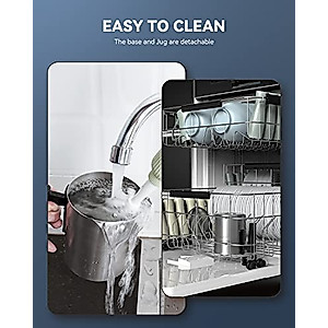 Wamife 4 in 1 Detachable Electric Milk Frother and Steamer, 13.5oz/400ml, Stainless Steel for Coffee Latte, Cappuccinos, Macchiato, Hot Chocolate, Dishwasher Safe