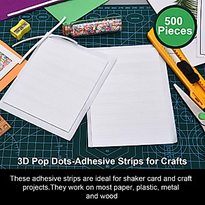500 Pieces Double Sided Foam Sticky Strips Dual-Adhesive 3D Foam Tapes Foam Pop Strips Adhesive Mount for Shaker Card, Scrapbooking or Office Supplies (3.9 Inch)