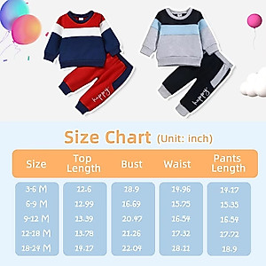 12-18 Months Boy Clothes Toddler Infant Long Sleeve Multi-Color Sweatshirt Tops + Pants Fall Winter Outfit Set 2Pcs,Red navy boy clothes 12-18M/110cm