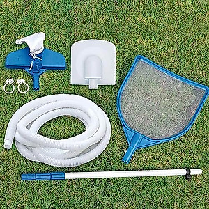 Funsicle 16' x 48" Oasis Designer Round Frame Outdoor Above Ground Swimming Pool Set with SkimmerPlus Filter Pump and Pool Cover, Dark Herringbone