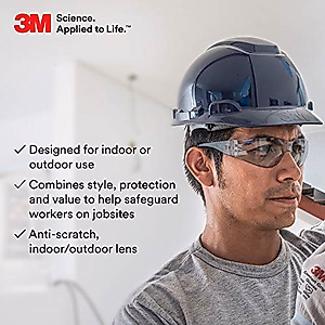 3M Safety Glasses, Virtua, ANSI Z87, 20 Pairs, Indoor/Outdoor Clear Hard Coat Lens, Clear Frame