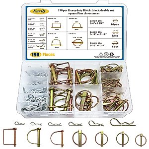 Hitch Pins Clip Pins 190Pcs, Linch and PTO Pins for Trailers Tractors Trucks Towing Mowing, Farm Equipment, Snow Plows, Lawnmowers Garage, Heavy Duty Trailers Accessories Tractor Attachments