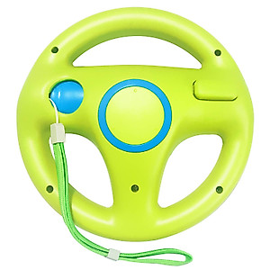 Jadebones 2 Pack Racing Steering Wheel with Wrist Strap for Wii and Wii U Remote Controller (Pink+Green)