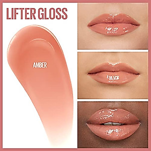 Maybelline Lifter Gloss, Hydrating Lip Gloss with Hyaluronic Acid, High Shine for Plumper Looking Lips, Amber, Cream Neutral, 0.18 Ounce