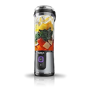 Ninja BC151BK Blast Portable Blender, Cordless, 18oz. Vessel, Personal Blender-for Shakes & Smoothies, BPA Free, Leakproof Lid & Sip Spout, USB-C Rechargeable, Dishwasher Safe Parts, Black