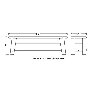 Alaterre Furniture Durango 60" L Wood Entryway/Dining Bench
