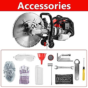 JACKCHEN Concrete Saw With EPA, 14 in Gas Powered Cut Off Saw, 2 Stroke Gasoline Circular Saw, Ideal for Cutting Concrete, Stone