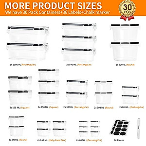 Feshory [68 Pack] Airtight Food Storage Containers with Leakproof Lids(34 Containers & 34 Lids), BPA FREE Plastic Meal Prep Containers Microwave Safe Lunch Containers Kitchen Organizers and Storage