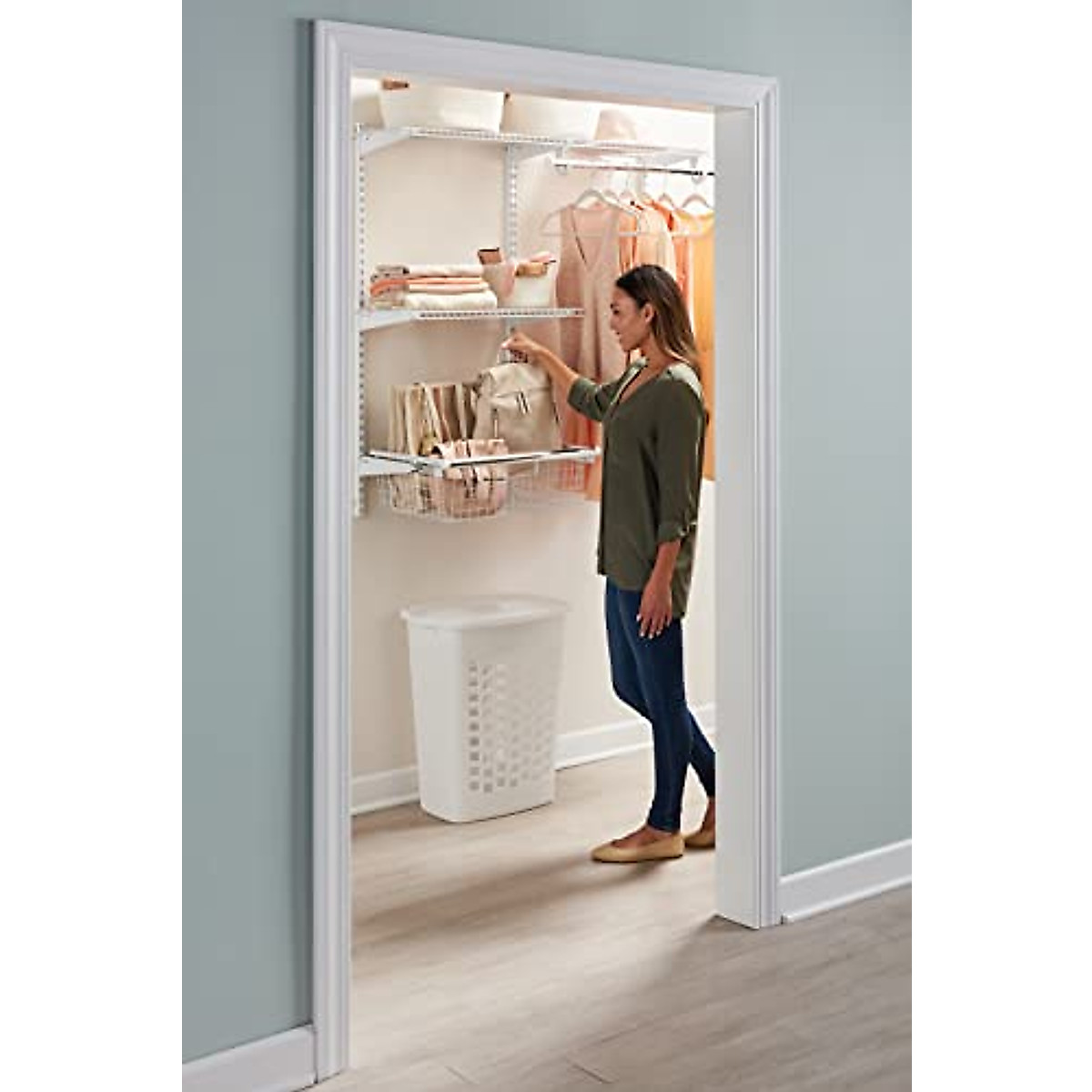 Rubbermaid Configurations Sliding Basket for Closet Drawer Organization, Sturdy Slide Out Basket, White