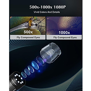 Sagefidere Handheld Digital Microscope with 2" LCD Screen,1000X Pocket Microscope for Kids with 8 LED Lights,Portable Microscope for Adults with Stand 32GB Memory Card