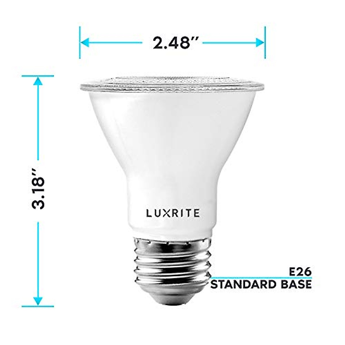 LUXRITE 6 Pack PAR20 LED Bulbs, 50W Equivalent, 3000K Soft White, Dimmable LED Spotlight Bulb, Indoor Outdoor, 7W, 500 Lumens, Wet Rated, E26 Standard Base, UL Listed