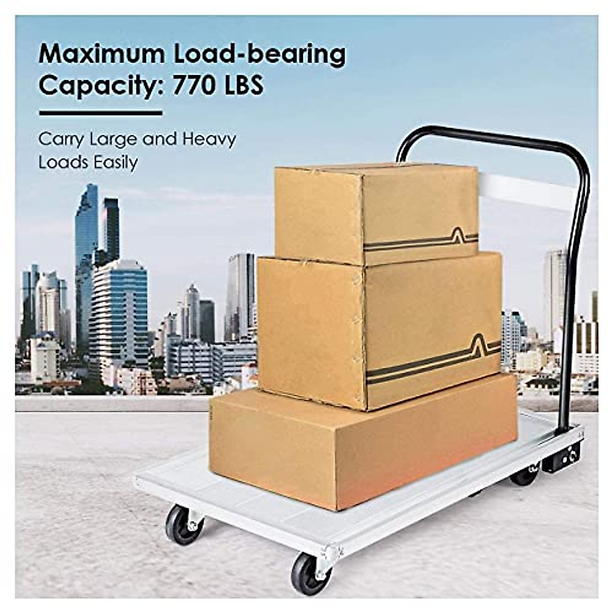 Generic Platform Trucks Hand Trucks Luggage Cart Trolley, Carts with Wheels Moving, Stands Platform Trucks (Color : 36 x 24 x 32.5 inch)