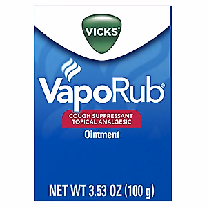 Vicks VapoRub Original Cough Suppressant Topical Analgesic Ointment 3.53 oz, Best used for relief from cold symptoms, aches, and pains