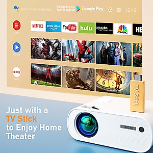 Projector, TOPTRO Projector with WiFi and Bluetooth, Full HD 7500 Lumen Support 1080P, Mini Projector with Carrying Case, Compatible with TV Stick, HDMI, SD, AV, VGA, USB, PS4, X-Box, iOS / Android