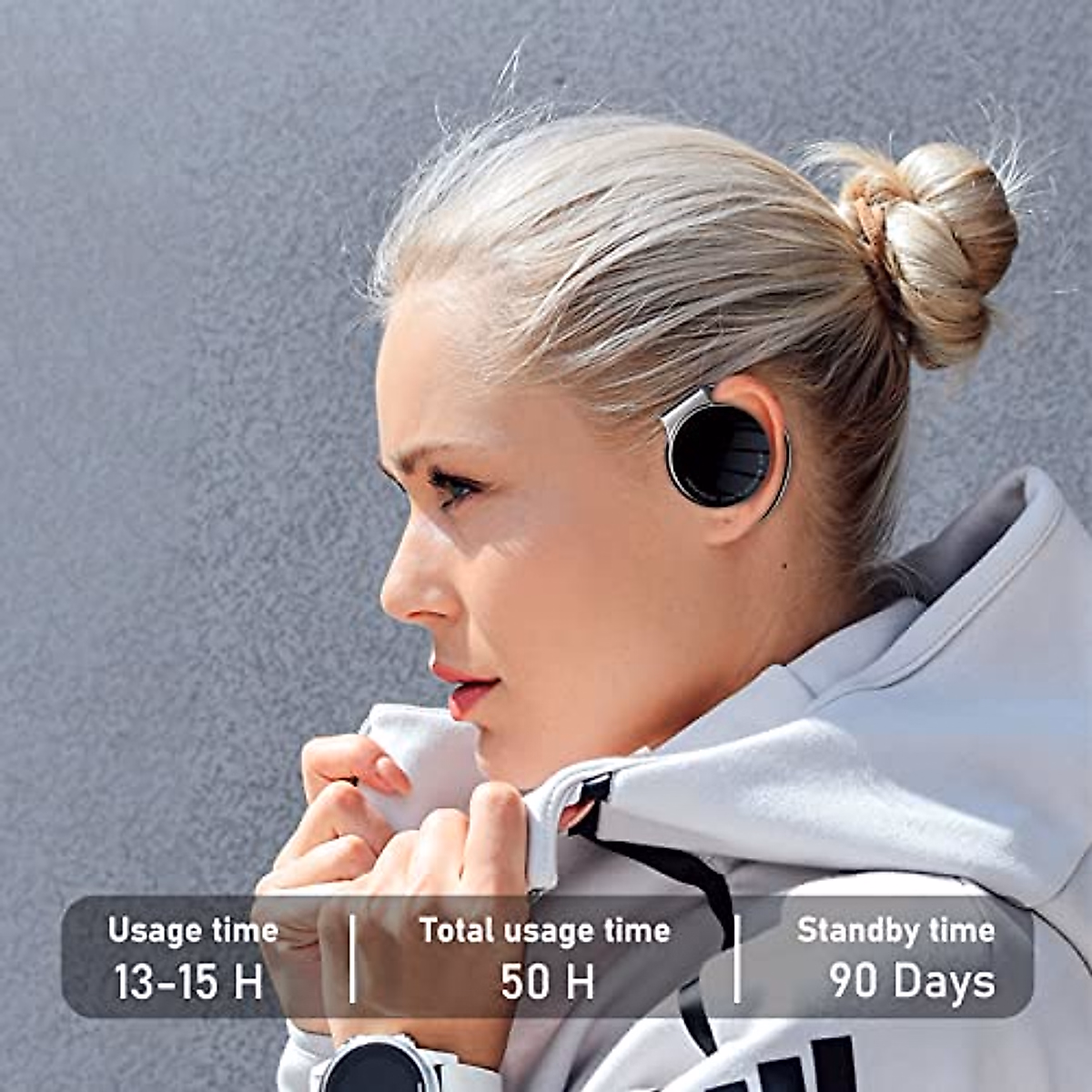 Mosonnytee Bluetooth Headphones Open Ear Headphones Wireless Earphones Workout Running Headphones with Microphones IPX5 Waterproof Headphones with Light earhooks for Running 13-Hours Usage